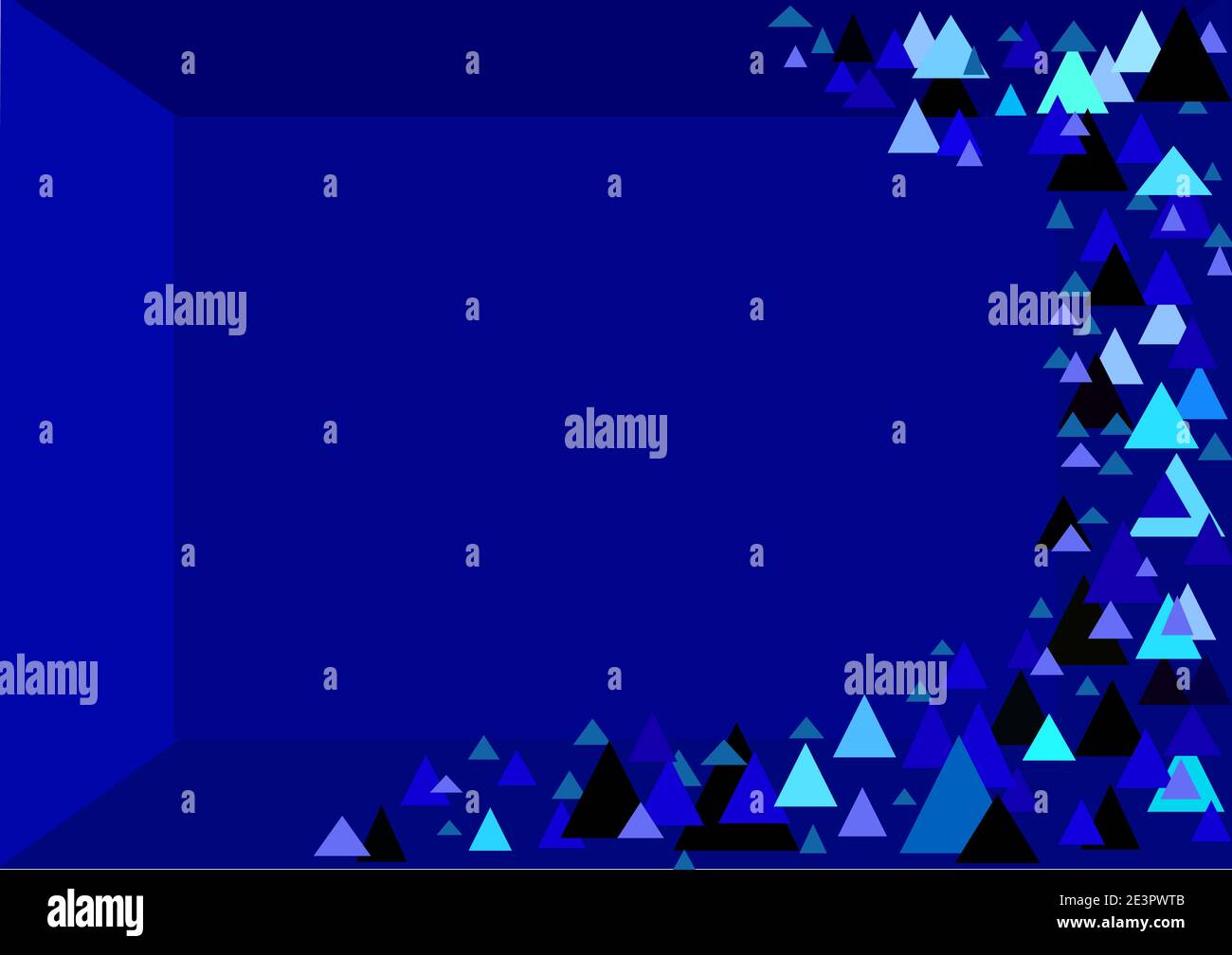 Triangles in different sizes and colors on a dark blue background ...