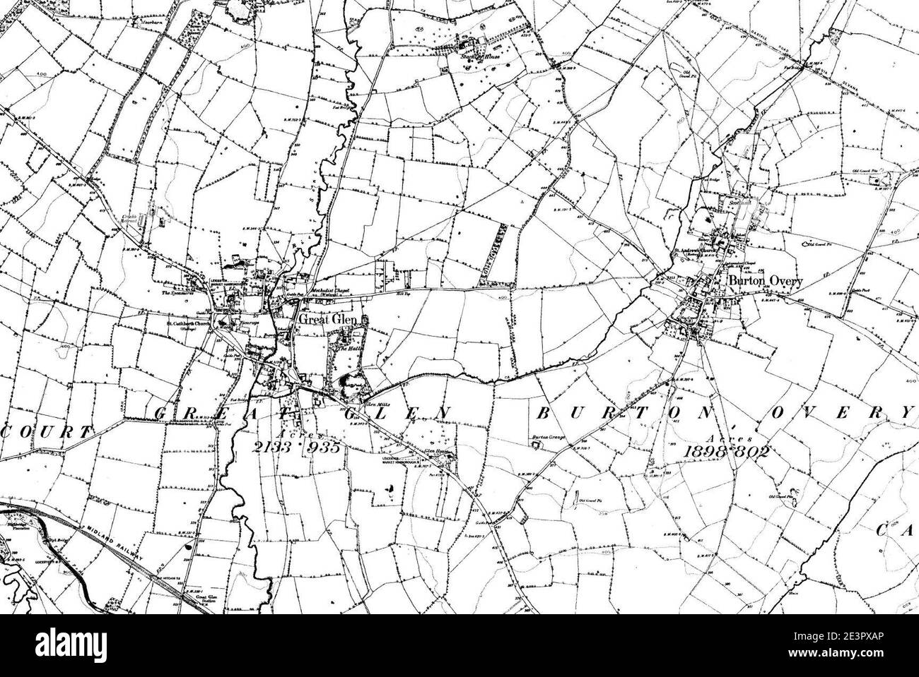 Map of Leicestershire OS Map name 038-SW, Ordnance Survey, 1884-1892 ...