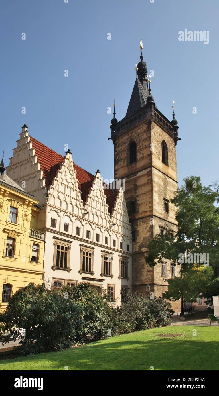 Townhouse of New town at Charles square in Prague. Czech Republic Stock ...