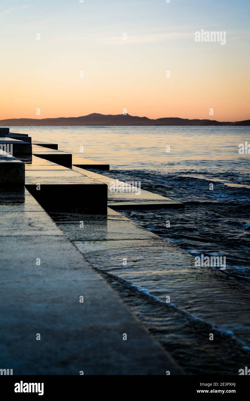 The Sea organ at sunrise, an architectural sound art object which plays ...