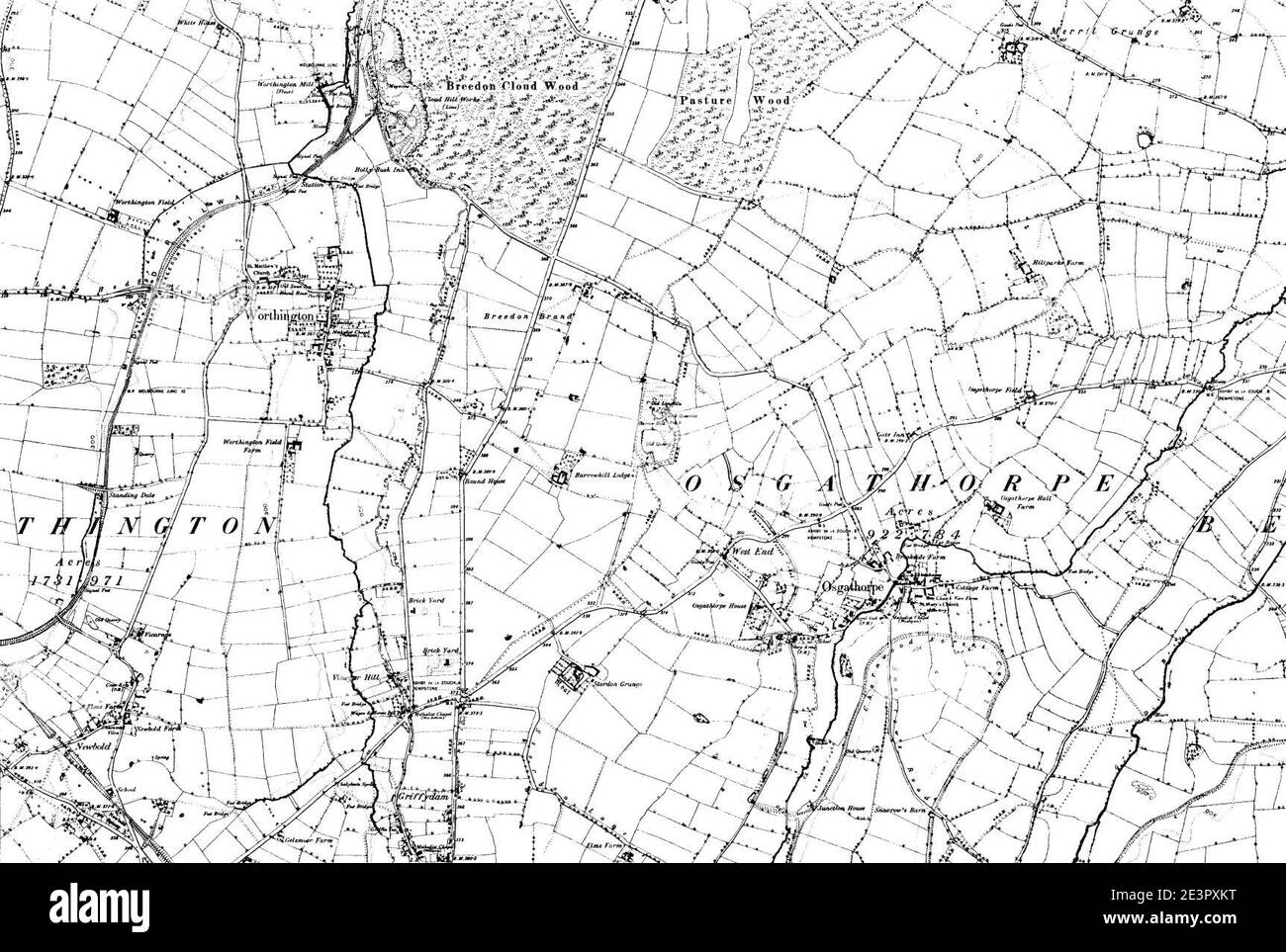 Map of Leicestershire OS Map name 016-NE, Ordnance Survey, 1884-1892 ...