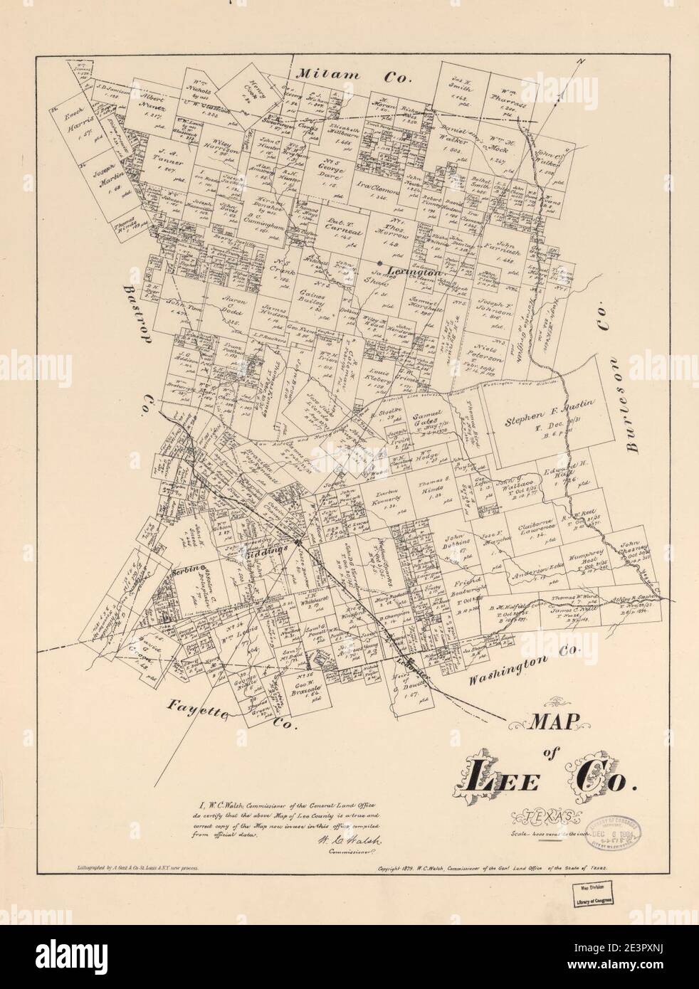 Map of Lee Co., Texas Stock Photo - Alamy