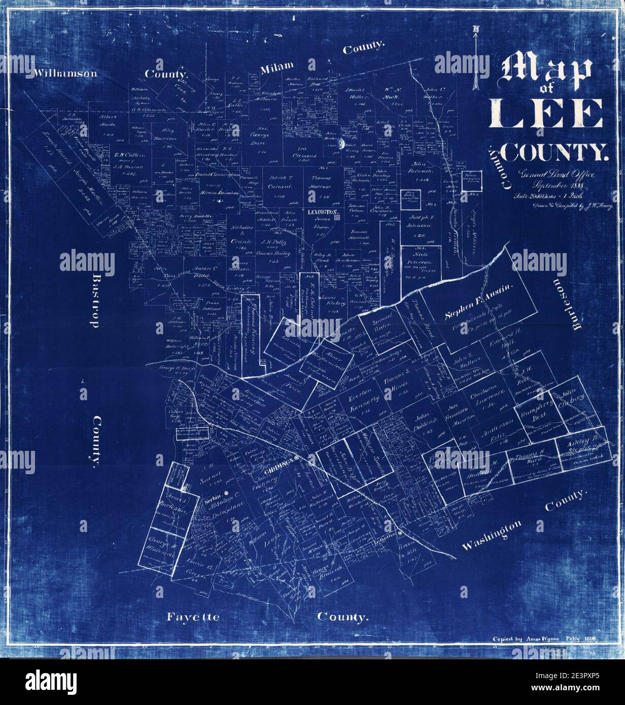 Map of Lee County Stock Photo - Alamy