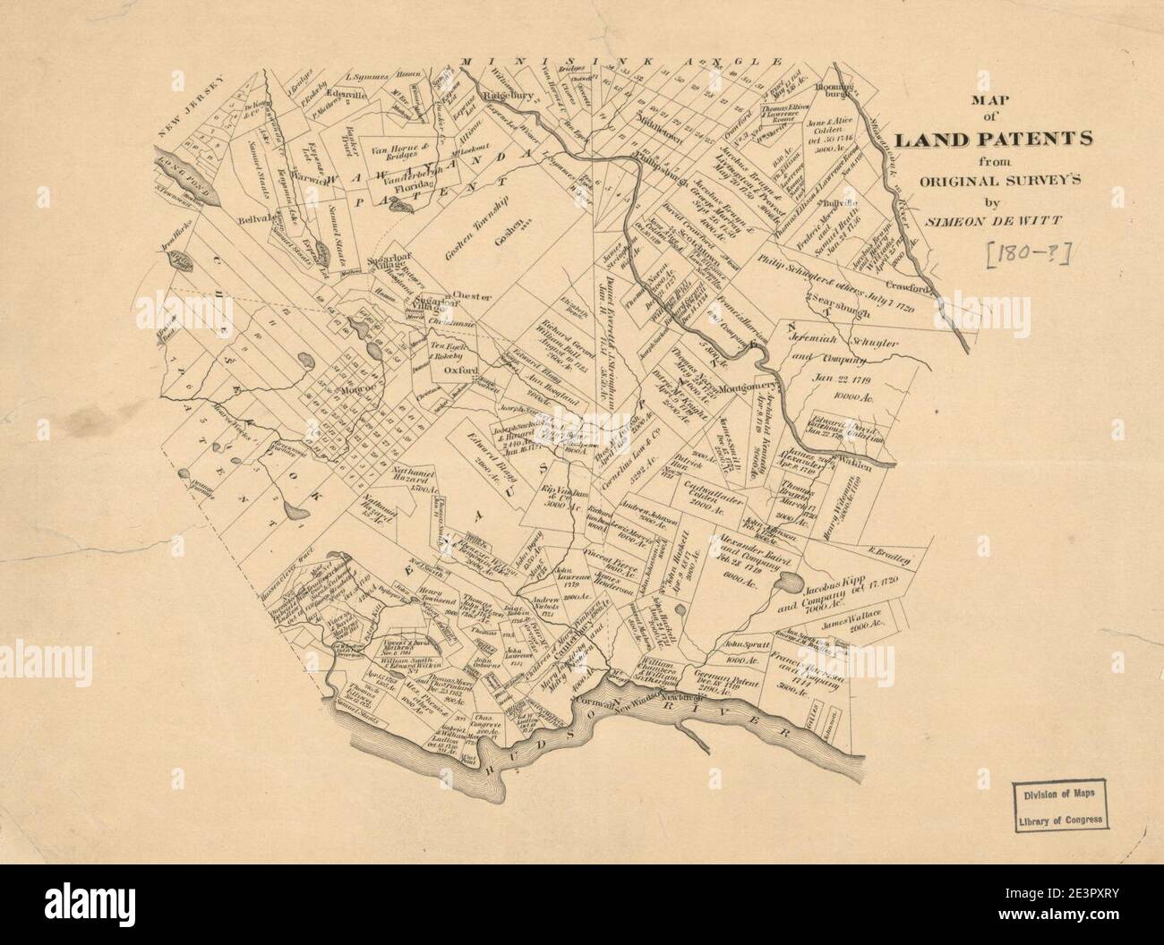 Map of land patents from original surveys - (Newburgh city region, New ...