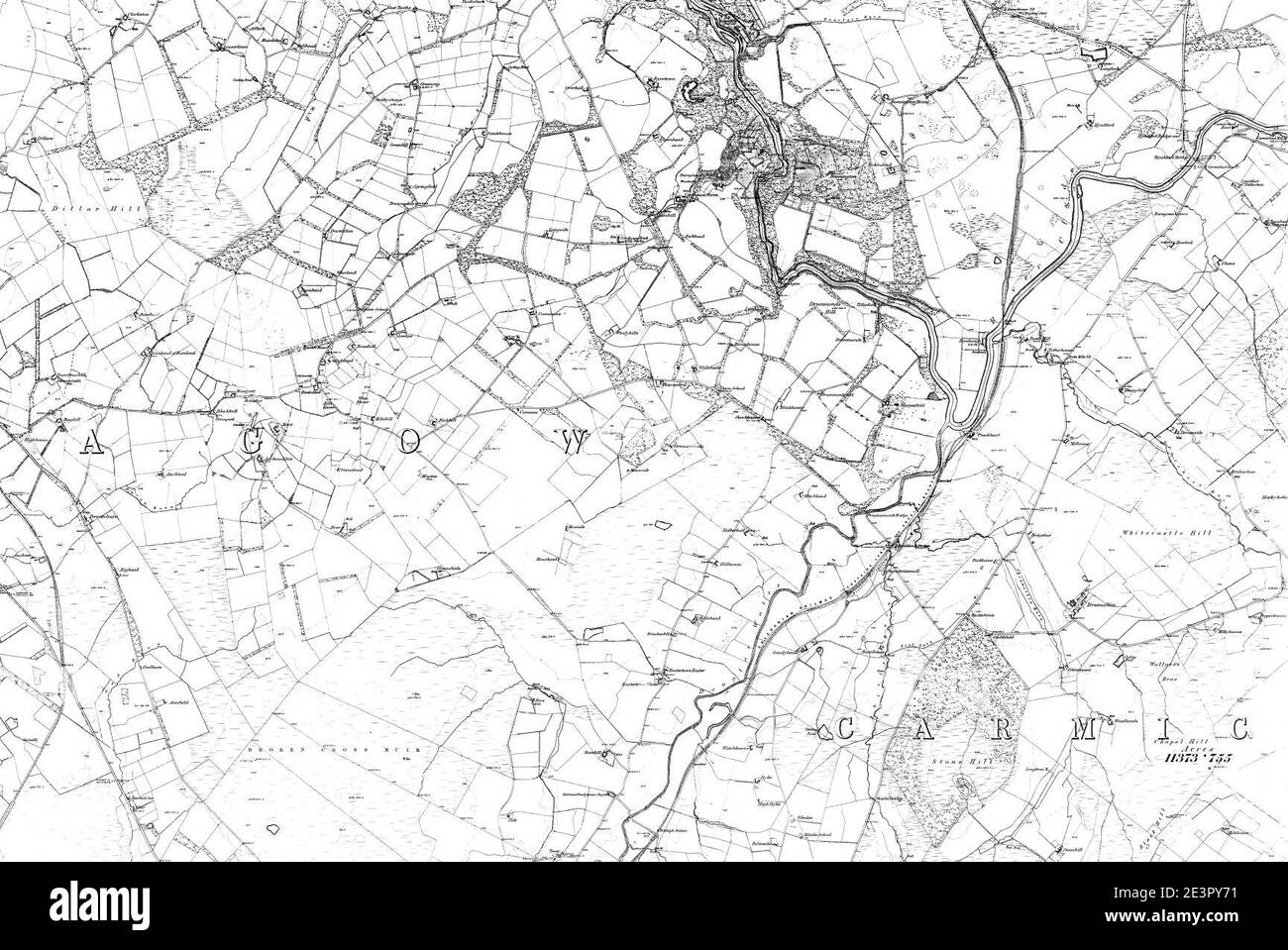 Map of Lanarkshire Sheet 032, Ordnance Survey, 1863-1865 Stock Photo ...