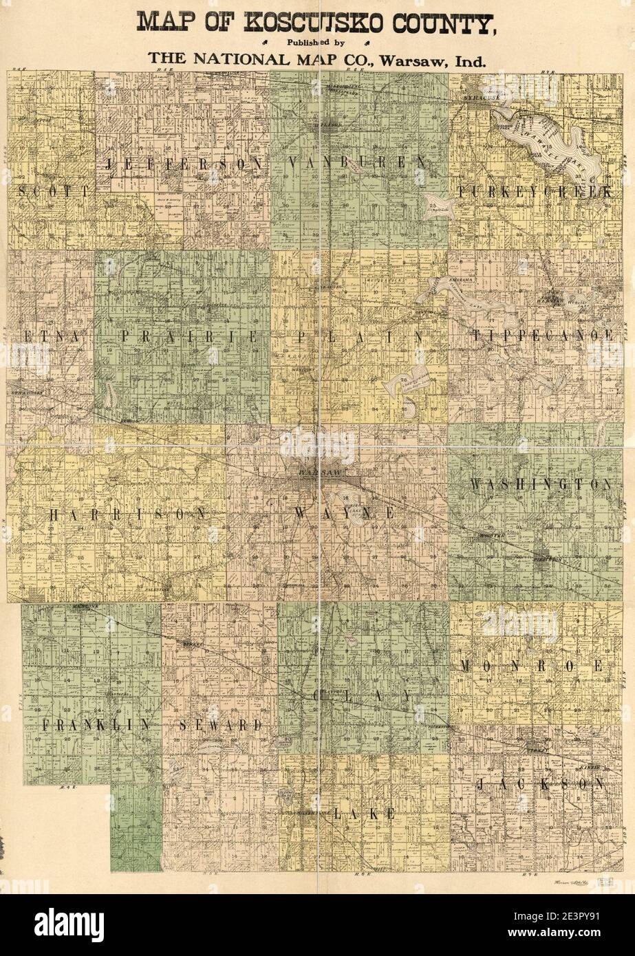 Map of Koscuisko County, Indiana Stock Photo - Alamy