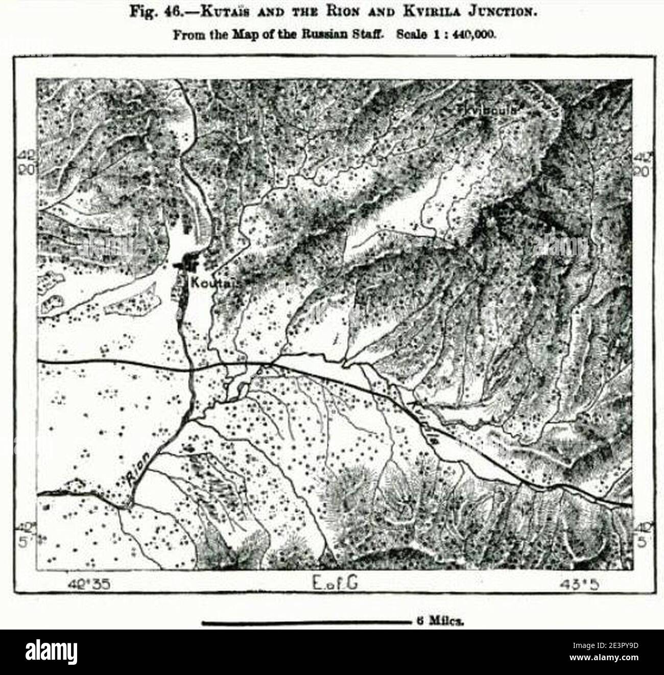 Map of Kutaisi (Élisée Reclus Stock Photo - Alamy