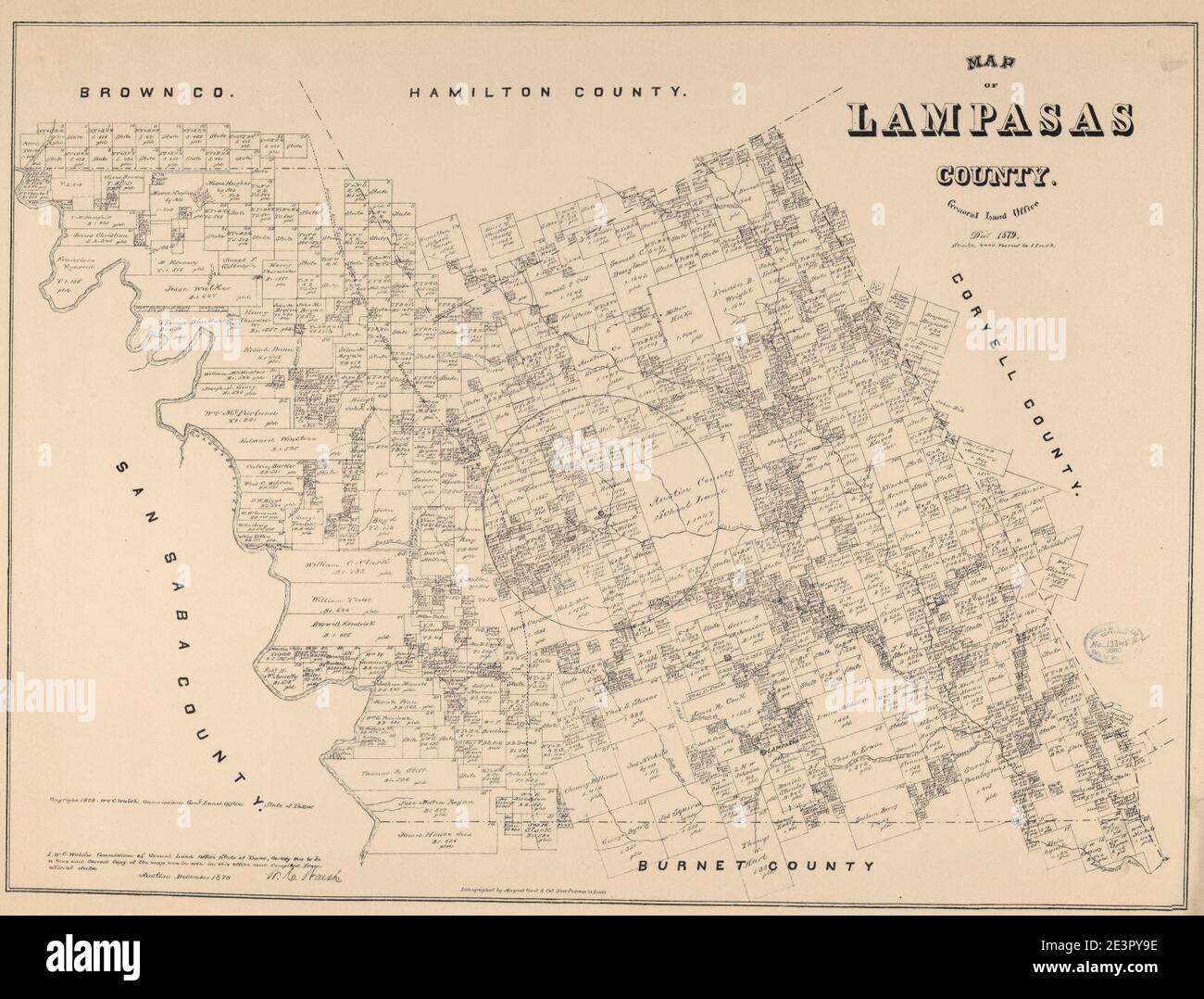 Map of Lampasas County Stock Photo - Alamy