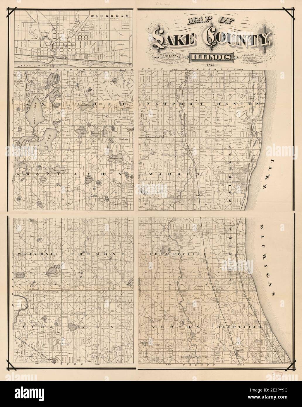 Map of Lake County, Illinois Stock Photo - Alamy