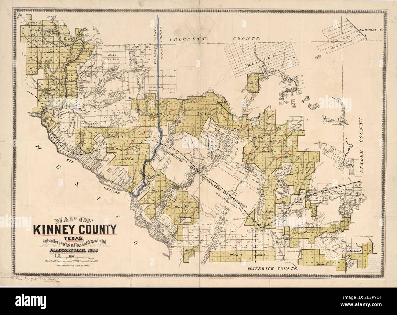 Map of Kinney County, Texas Stock Photo - Alamy