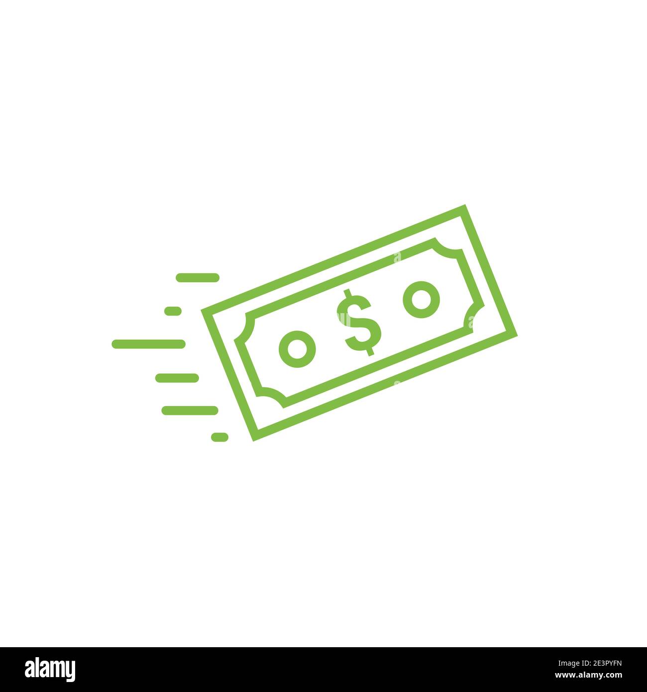 Fast send money transfer funds payment vector icon. Flying dollar money ...