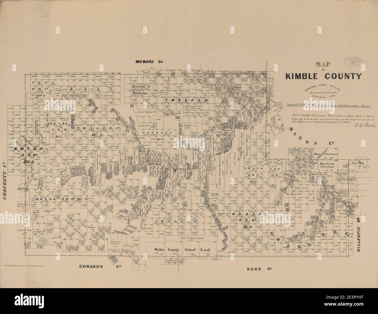 Map of Kimble County Stock Photo - Alamy
