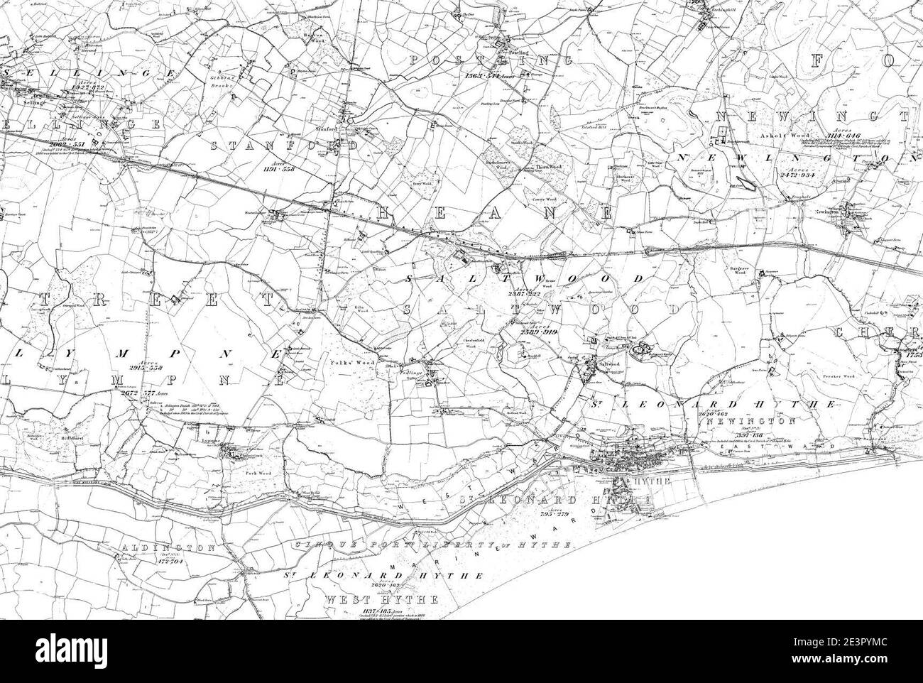Map of Kent Sheet 074, Ordnance Survey, 1869-1882 Stock Photo - Alamy