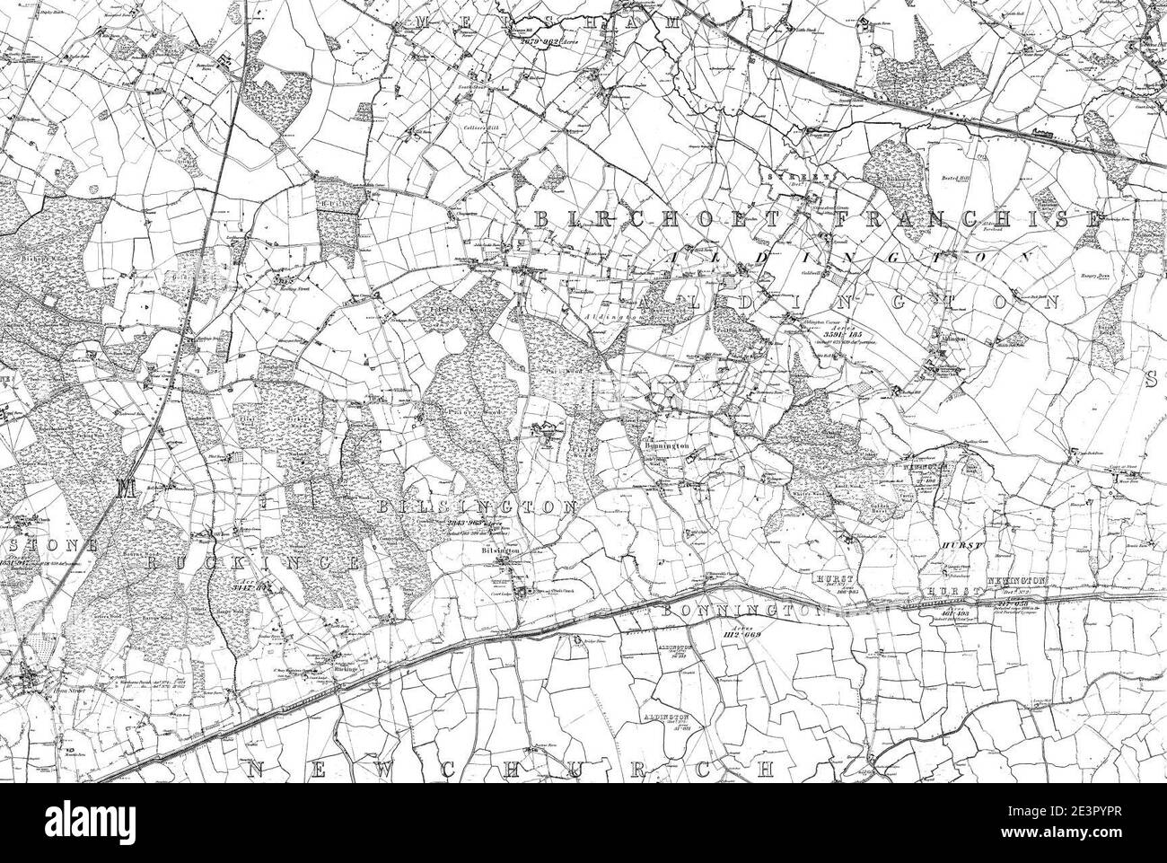 Map of Kent Sheet 073, Ordnance Survey, 1869-1882 Stock Photo - Alamy