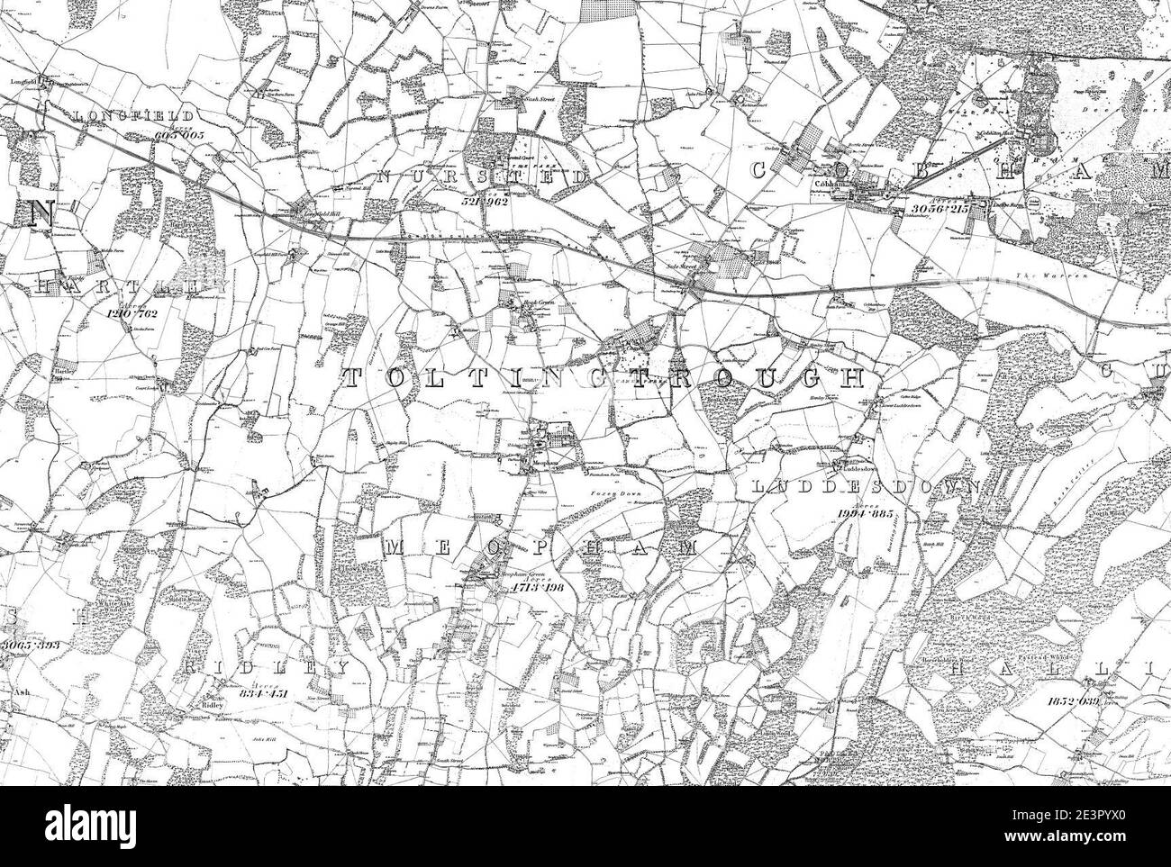 Map of Kent Sheet 018, Ordnance Survey, 1869-1882 Stock Photo - Alamy