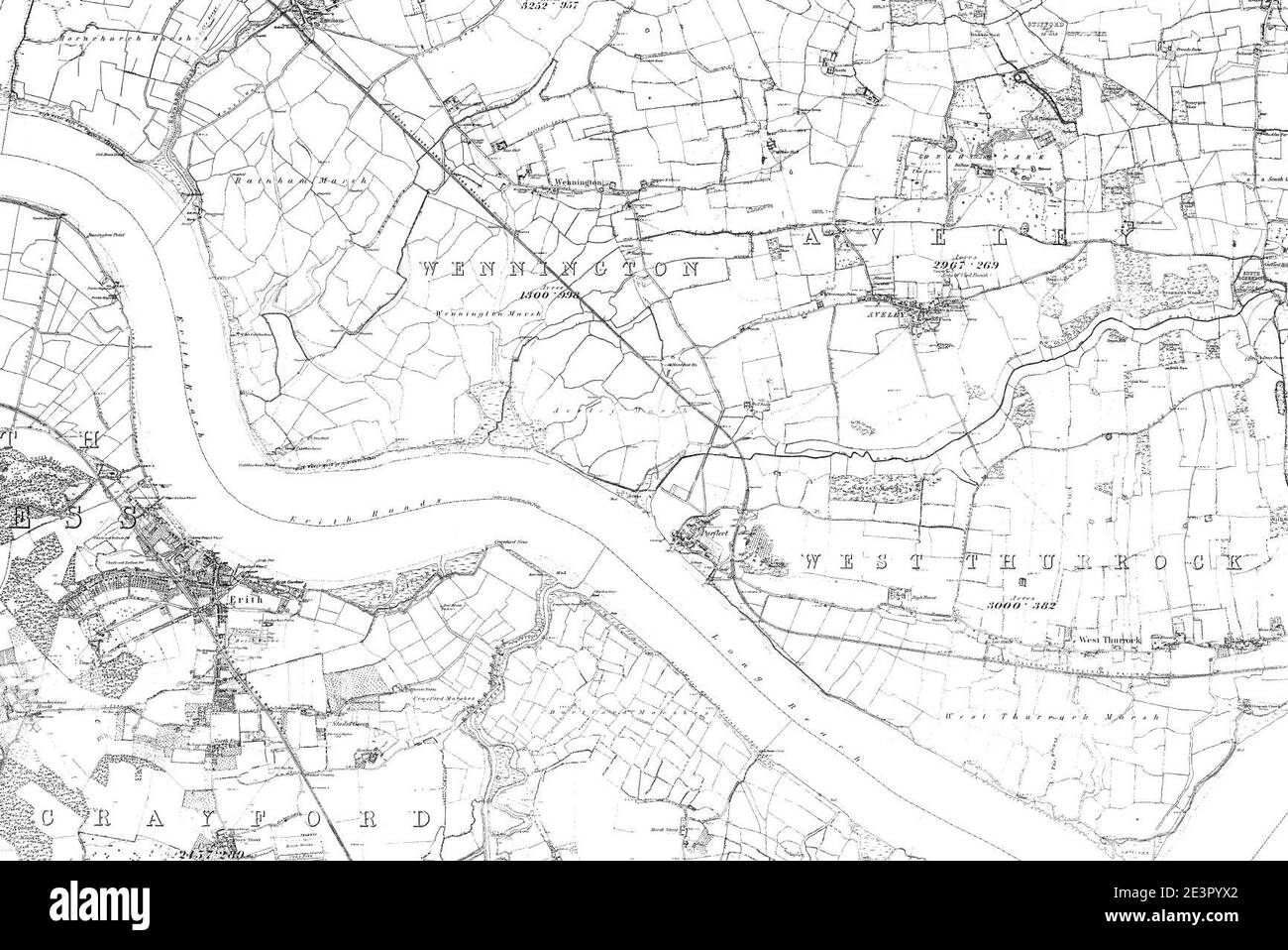Map of Kent Sheet 003, Ordnance Survey, 1869-1882 Stock Photo - Alamy