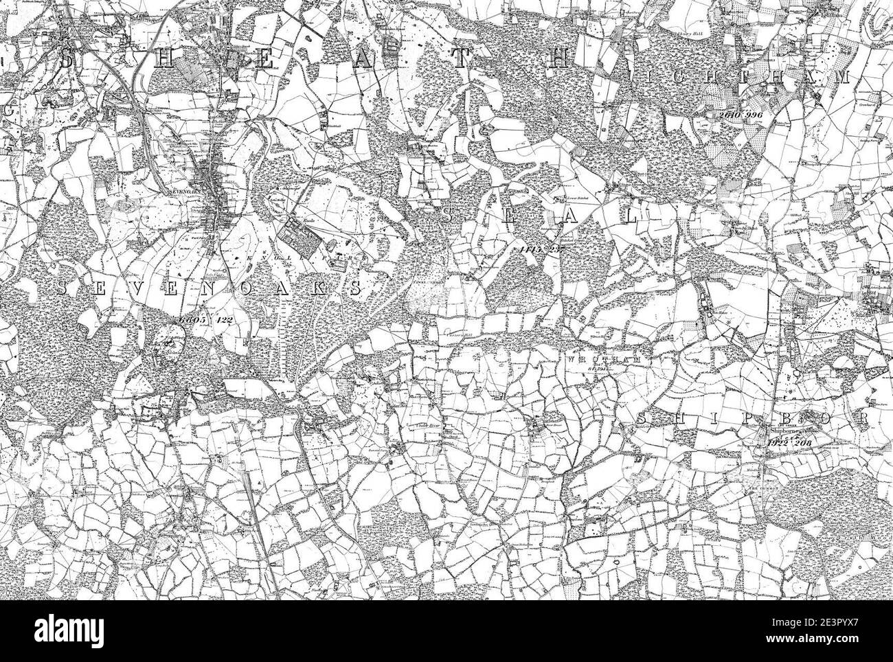 Map of Kent Sheet 040, Ordnance Survey, 1869-1882 Stock Photo - Alamy