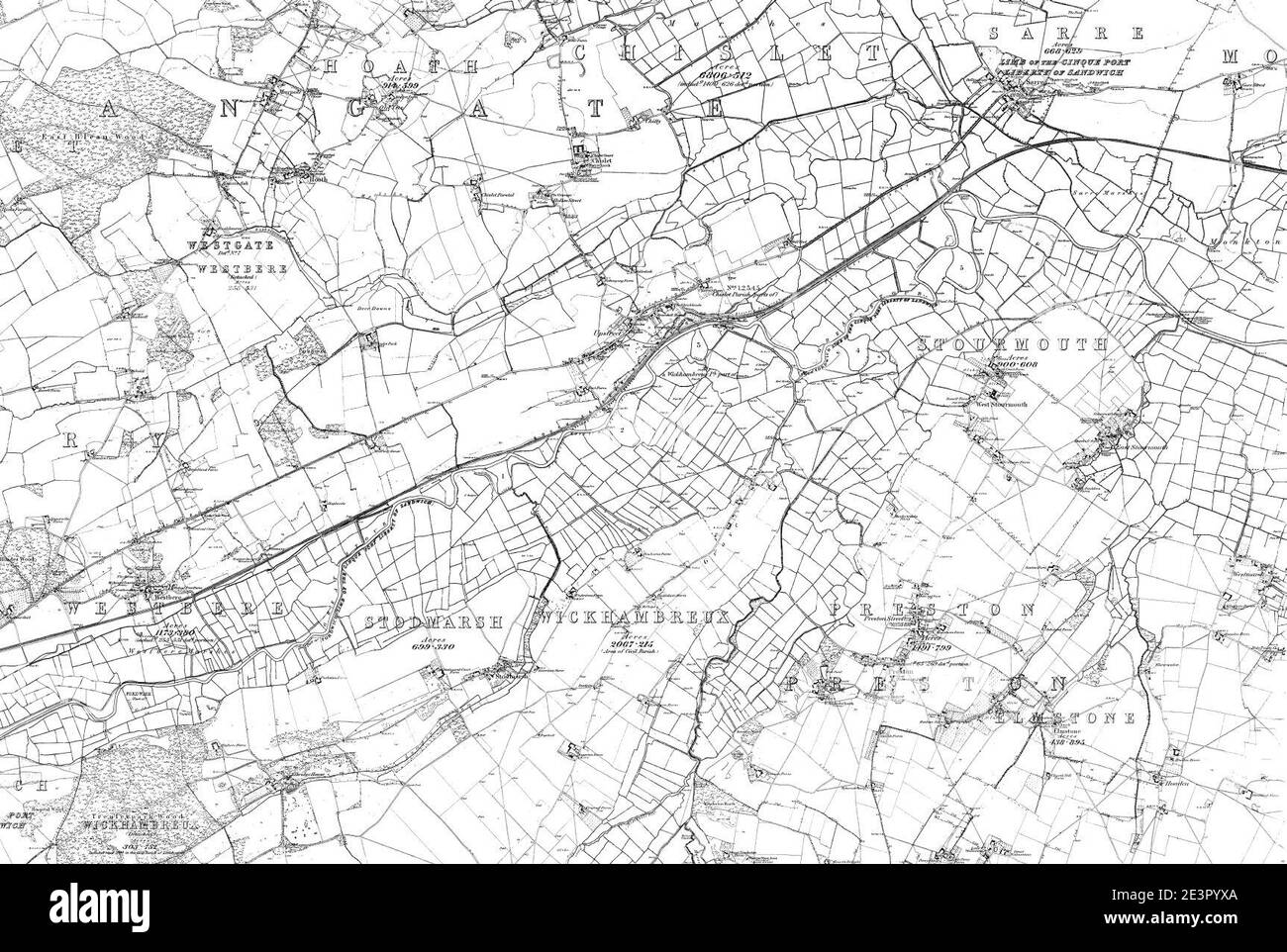 Map of Kent Sheet 036, Ordnance Survey, 1869-1882 Stock Photo - Alamy