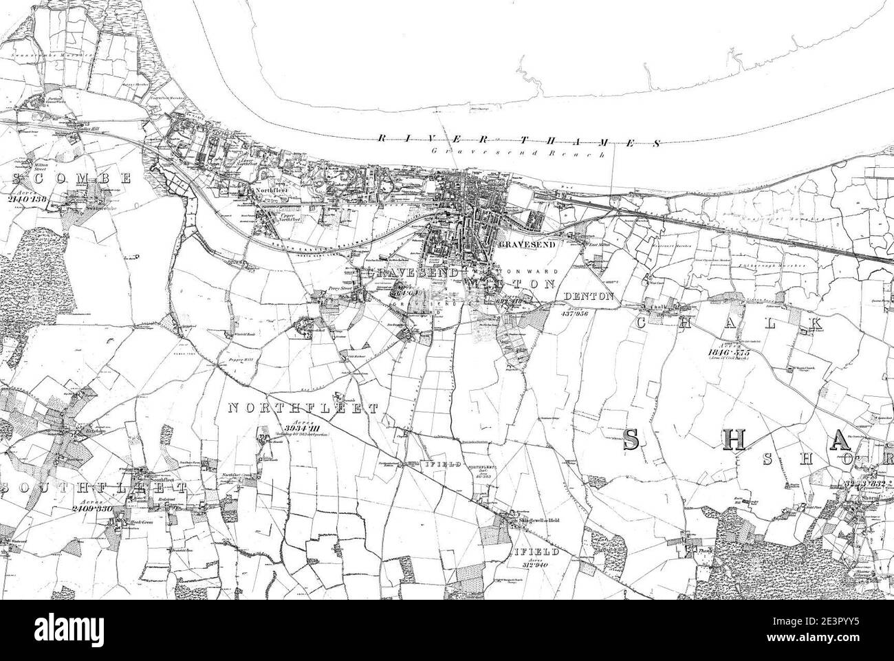 Map of Kent Sheet 010, Ordnance Survey, 1869-1882 Stock Photo - Alamy