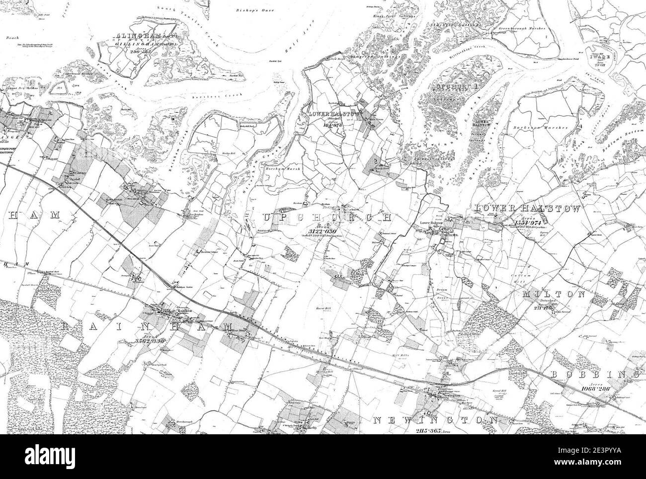 Map of Kent Sheet 020, Ordnance Survey, 1869-1882 Stock Photo - Alamy