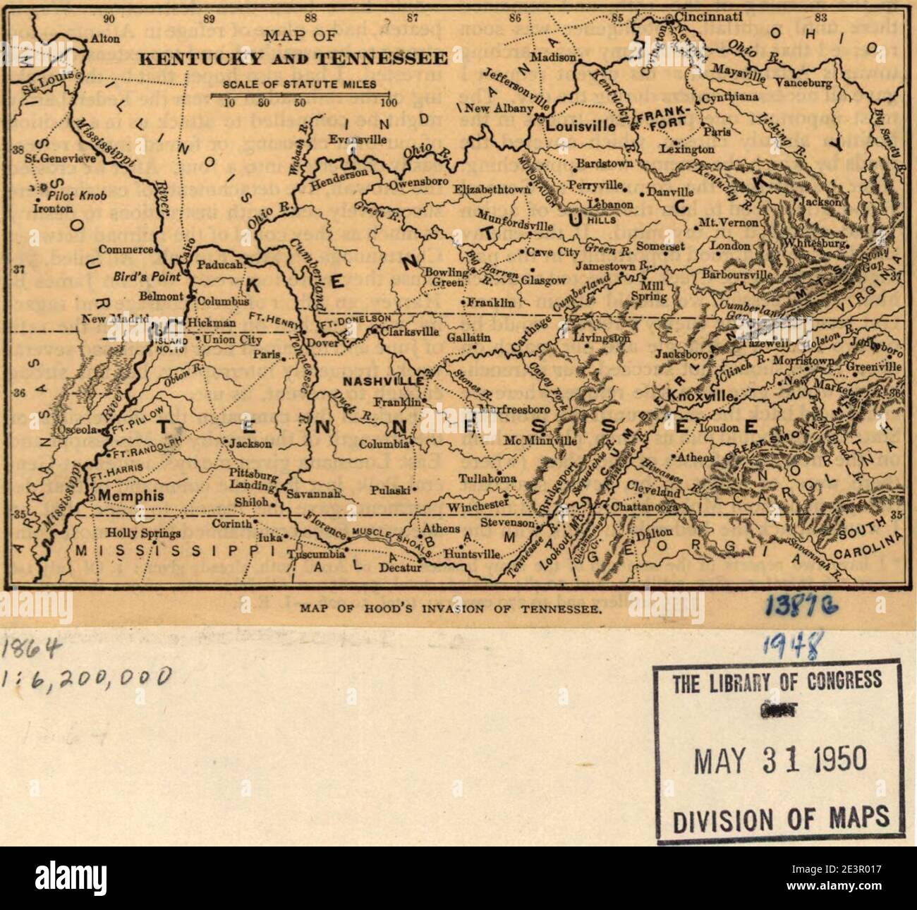 Map of Kentucky and Tennessee Stock Photo - Alamy