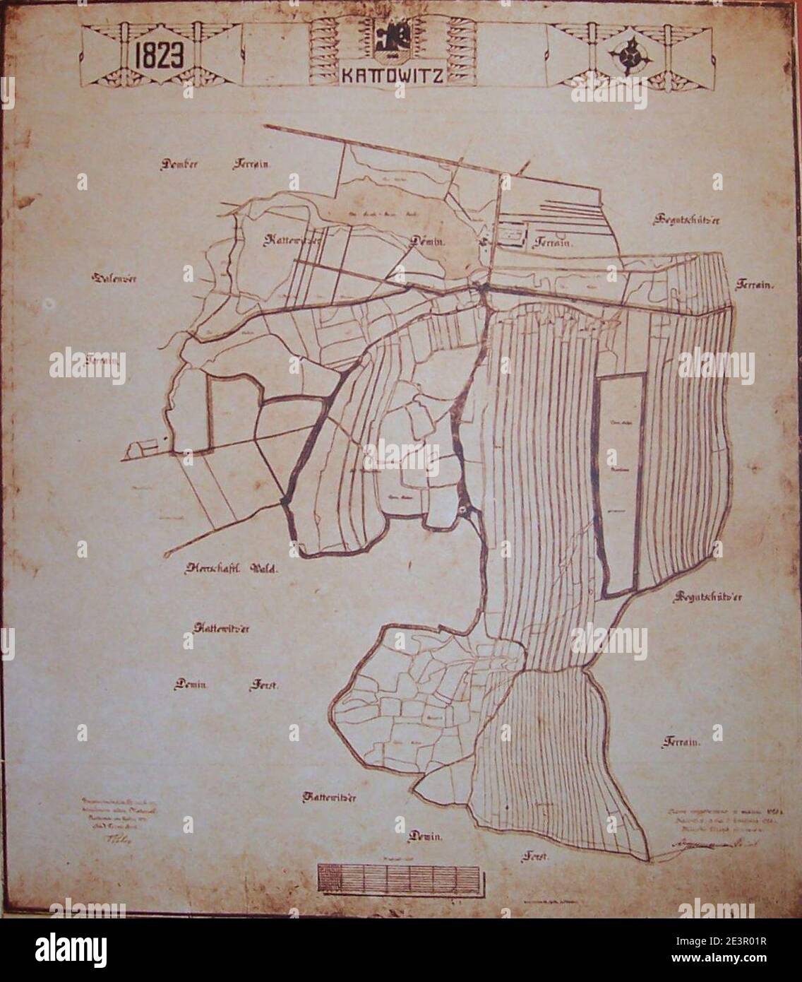 Map of Katowice, 1823 Stock Photo - Alamy