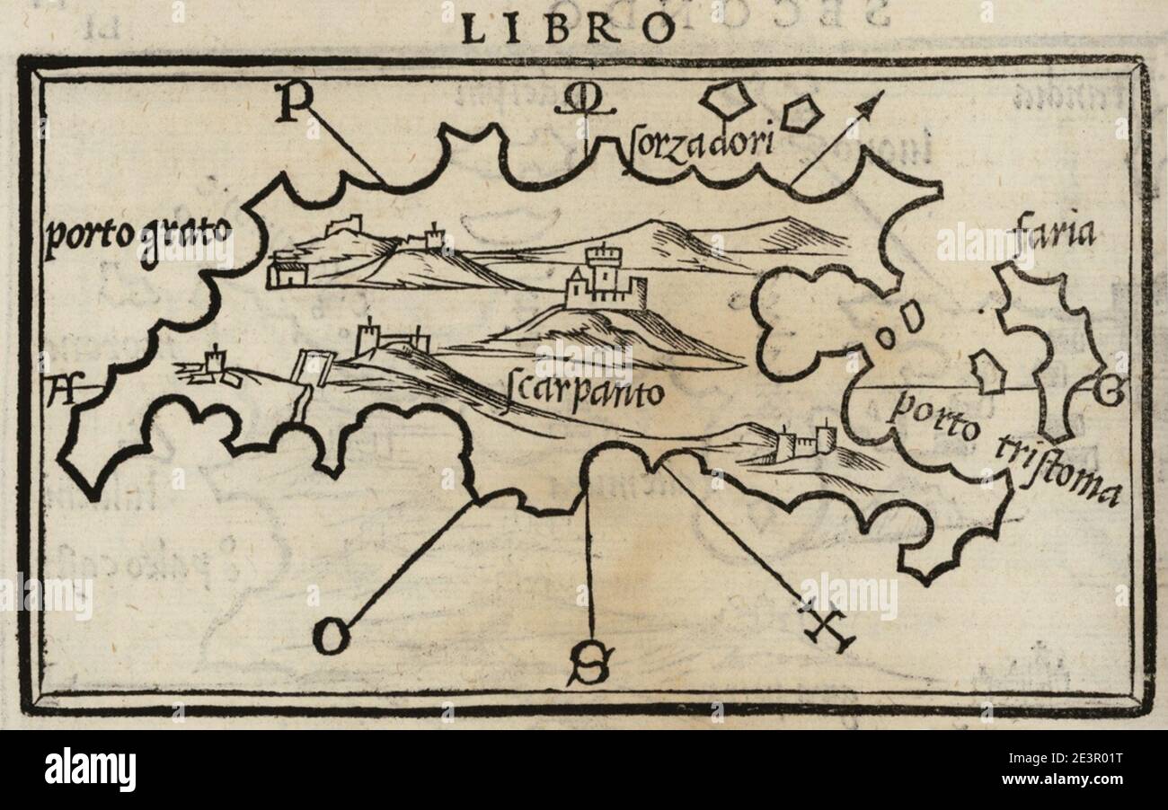 Map of Karpathos - Bordone Benedetto - 1547 Stock Photo - Alamy