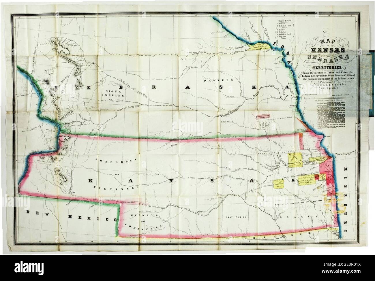 Map of Kansas and Nebraska territories, giving the location of towns ...