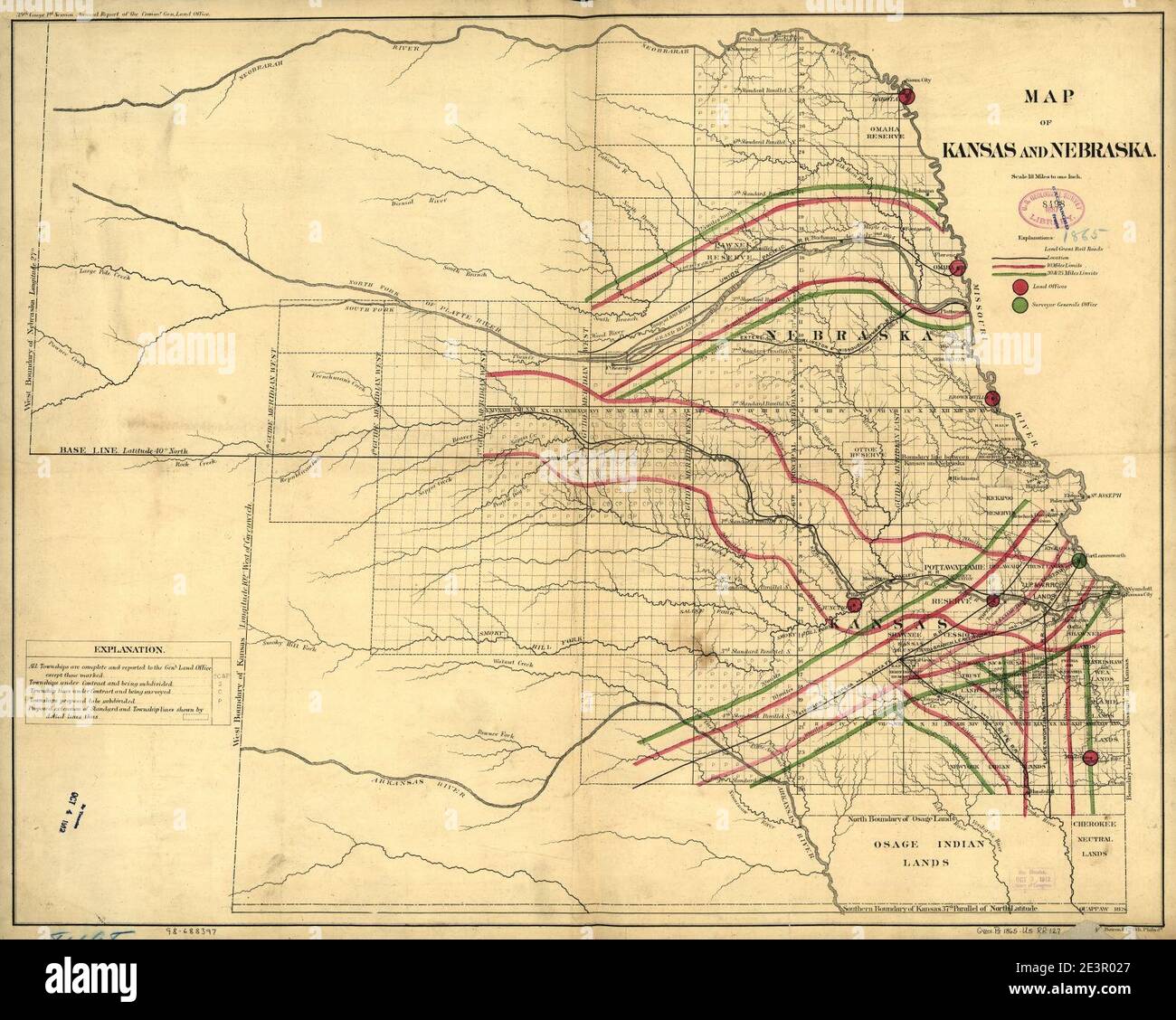 Map of Kansas and Nebraska Stock Photo - Alamy