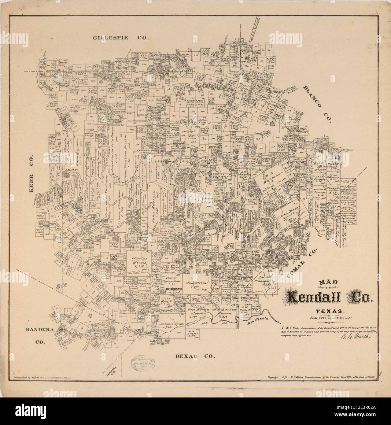 Map of Kendall Co., Texas Stock Photo - Alamy