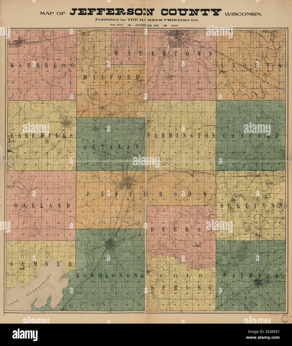 Map of Jefferson County, Wisconsin Stock Photo - Alamy