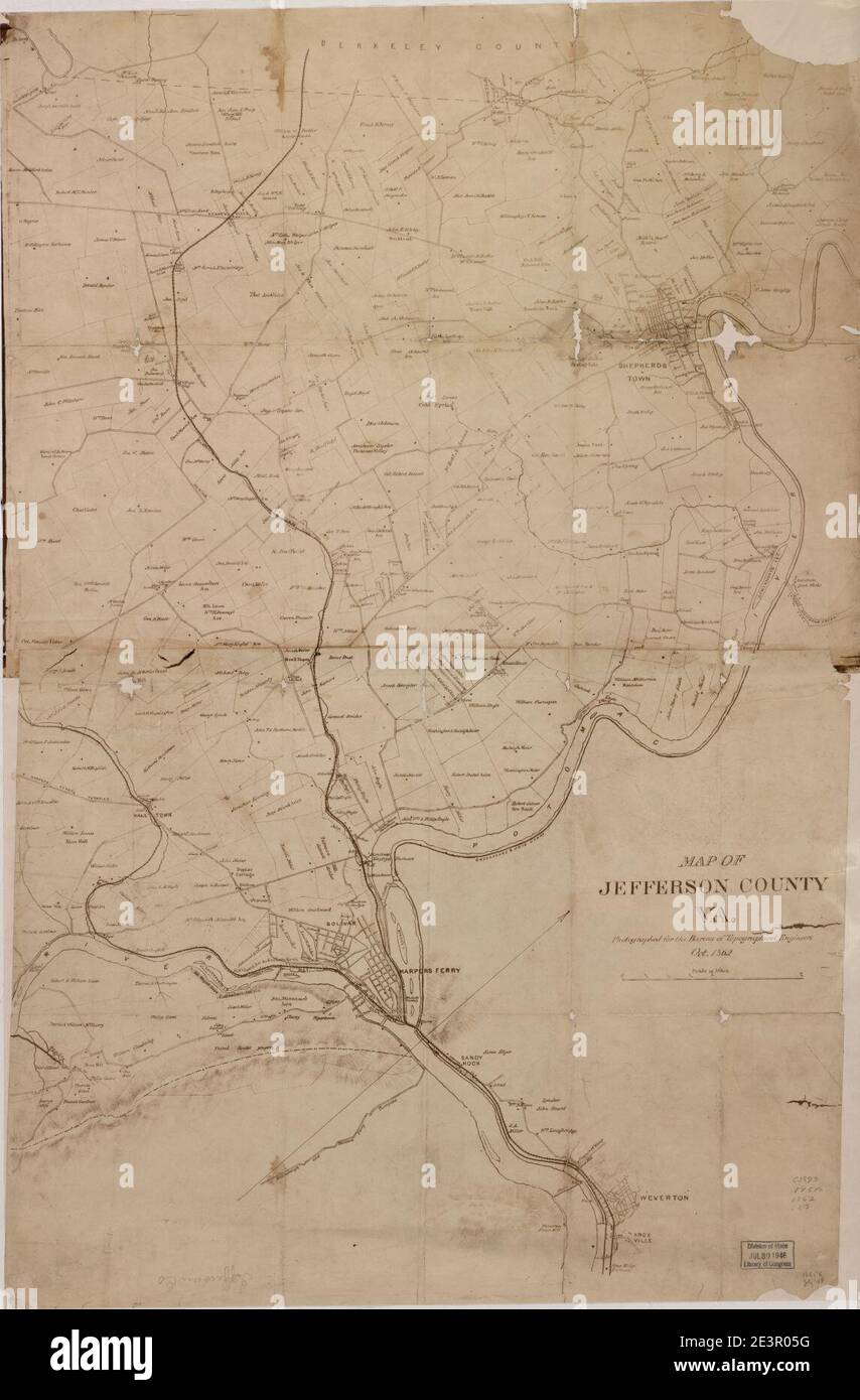 Map of Jefferson County, VA Stock Photo - Alamy