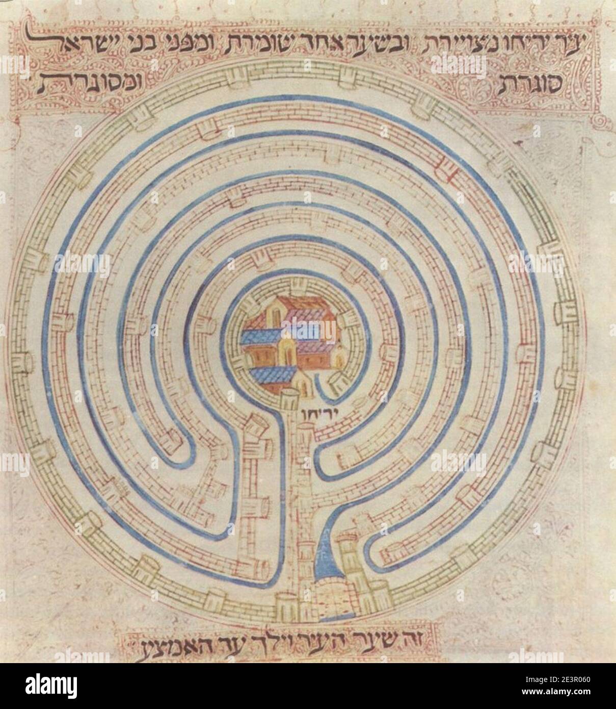Map of Jericho in 14c Farhi Bible by Elisha ben Avraham Crescas Stock ...