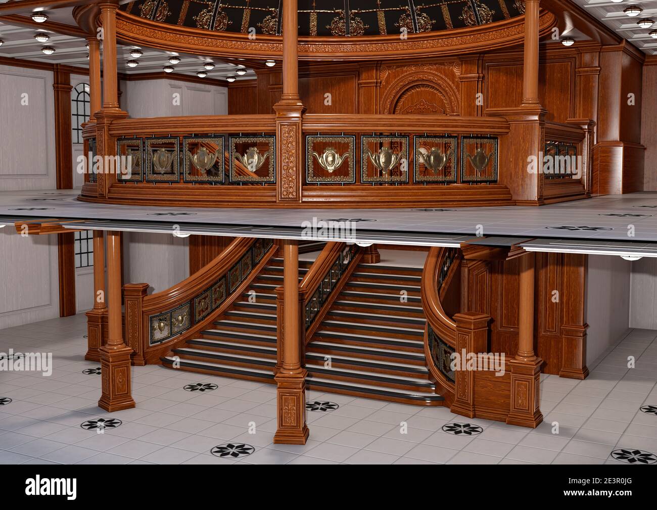 3D rendering of a vintage grand staircase Stock Photo - Alamy
