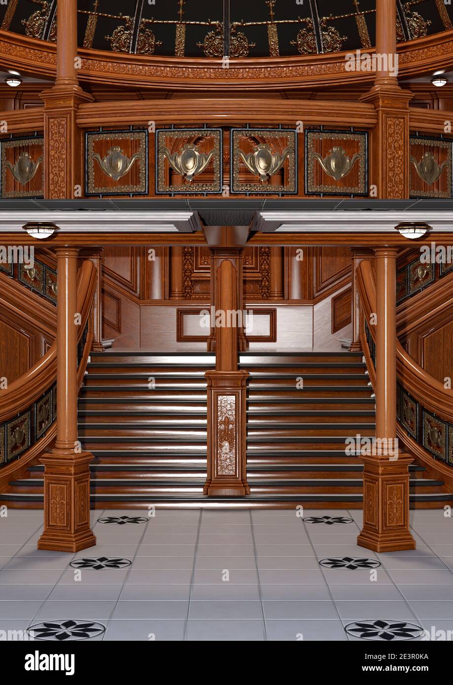 3D rendering of a vintage grand staircase Stock Photo - Alamy