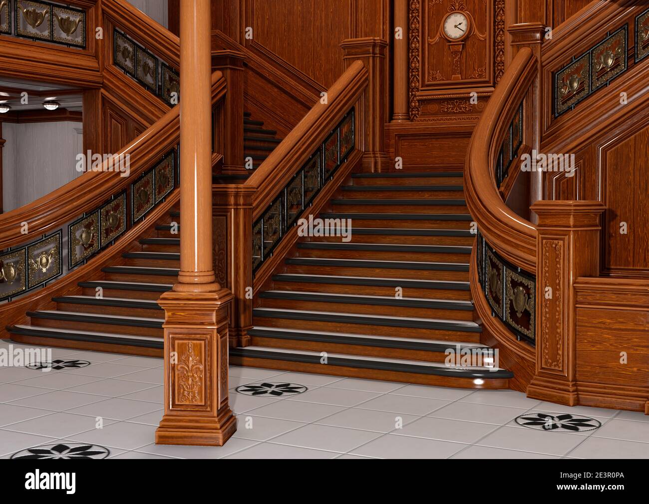 3D rendering of a vintage grand staircase Stock Photo - Alamy