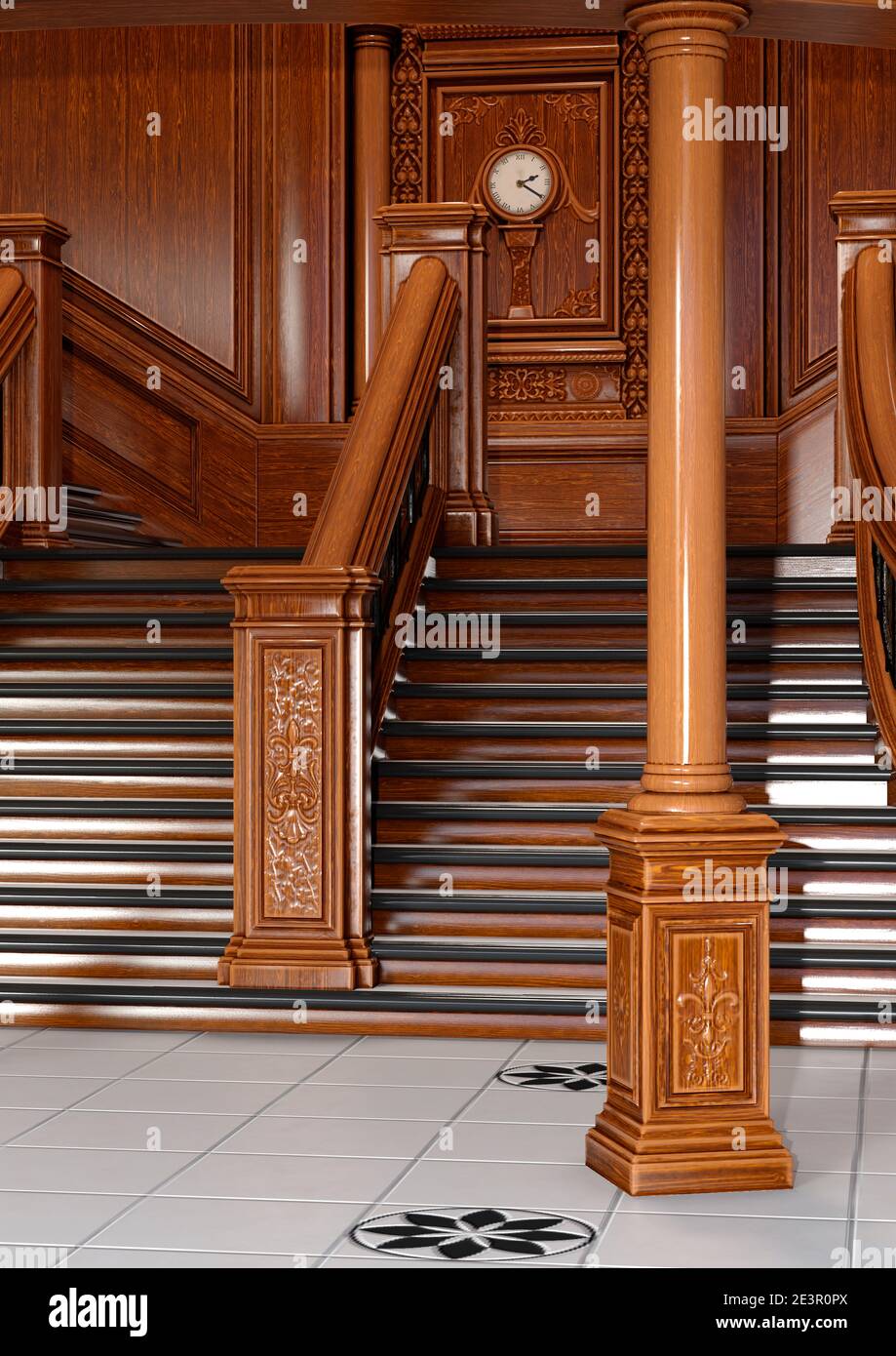3D rendering of a vintage grand staircase Stock Photo - Alamy