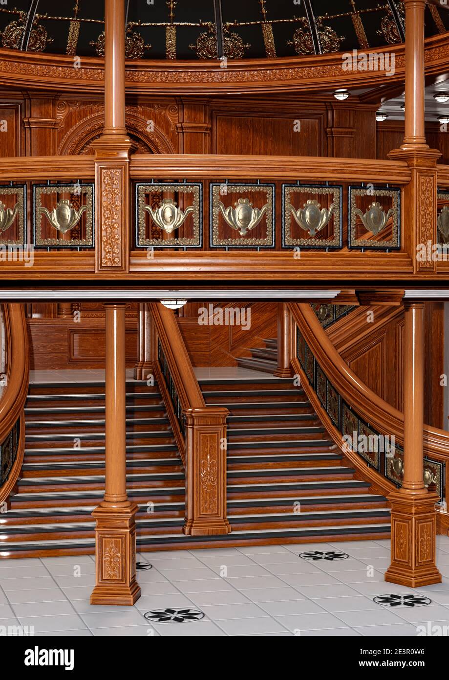 3D rendering of a vintage grand staircase Stock Photo - Alamy