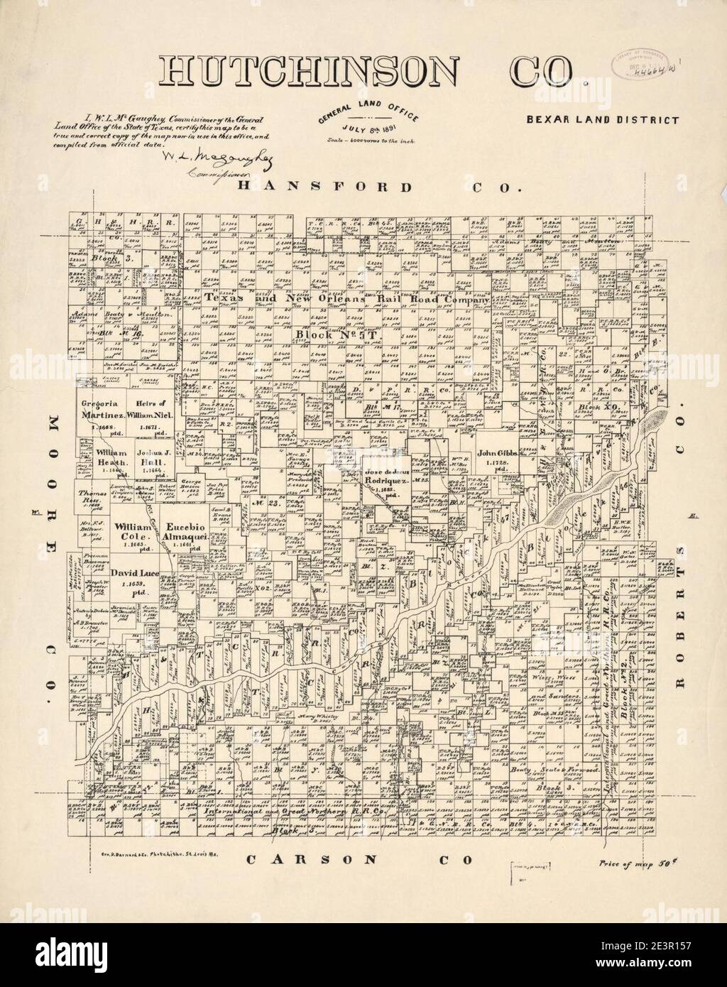 Map of Hutchinson County Stock Photo - Alamy