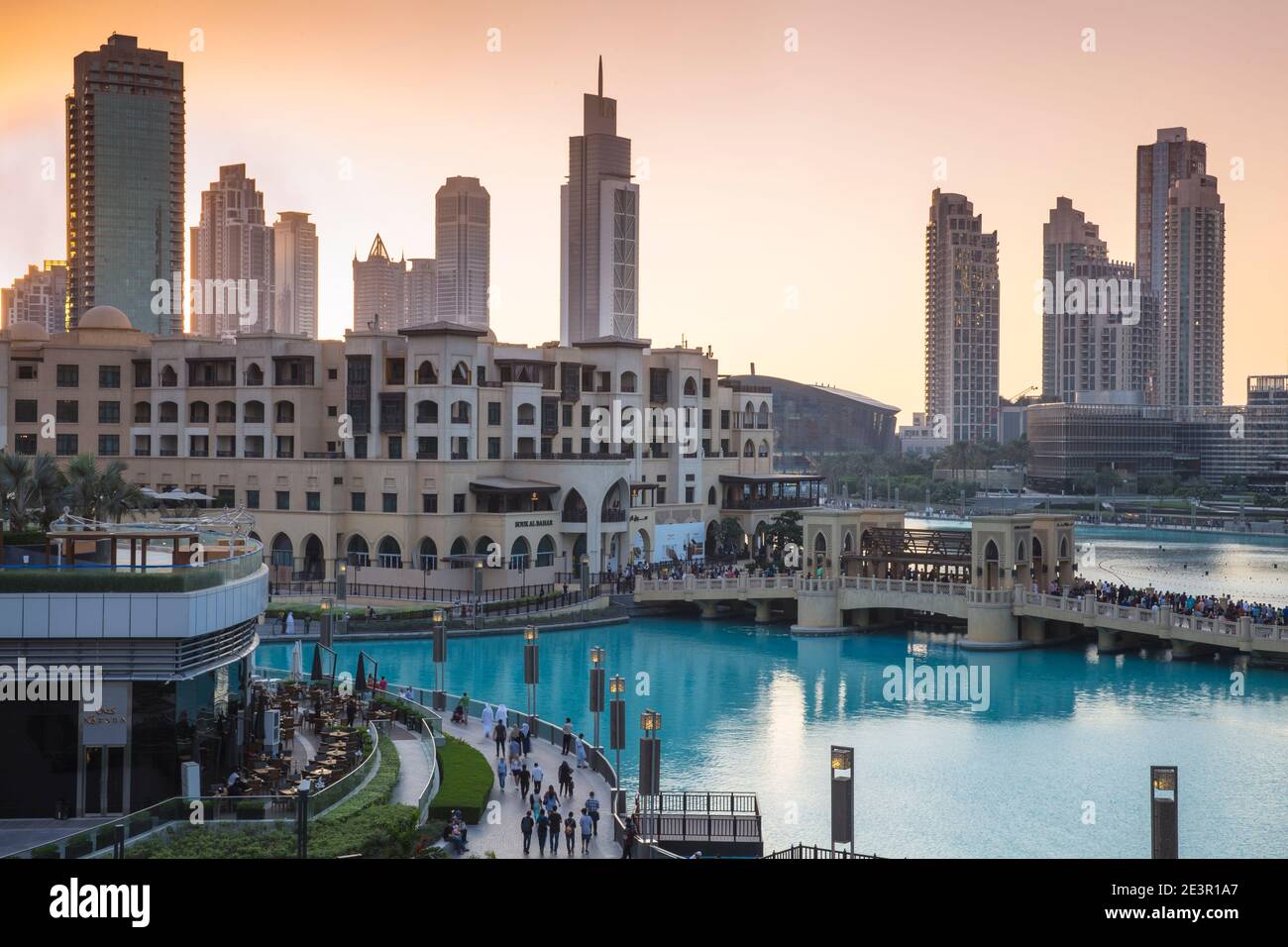 United Arab Emirates, Dubai, View of Souk El Bahar and the Dubai ...