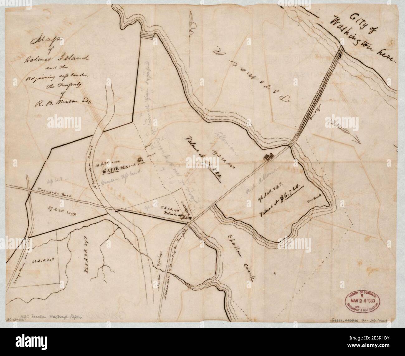 Map of Holmes Island and the adjoining upland - the property of R. B ...