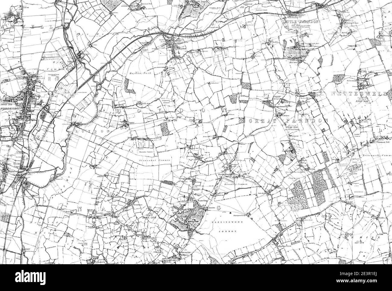 Map of Hertfordshire Sheet 037, Ordnance Survey, 1873-1885 Stock Photo ...