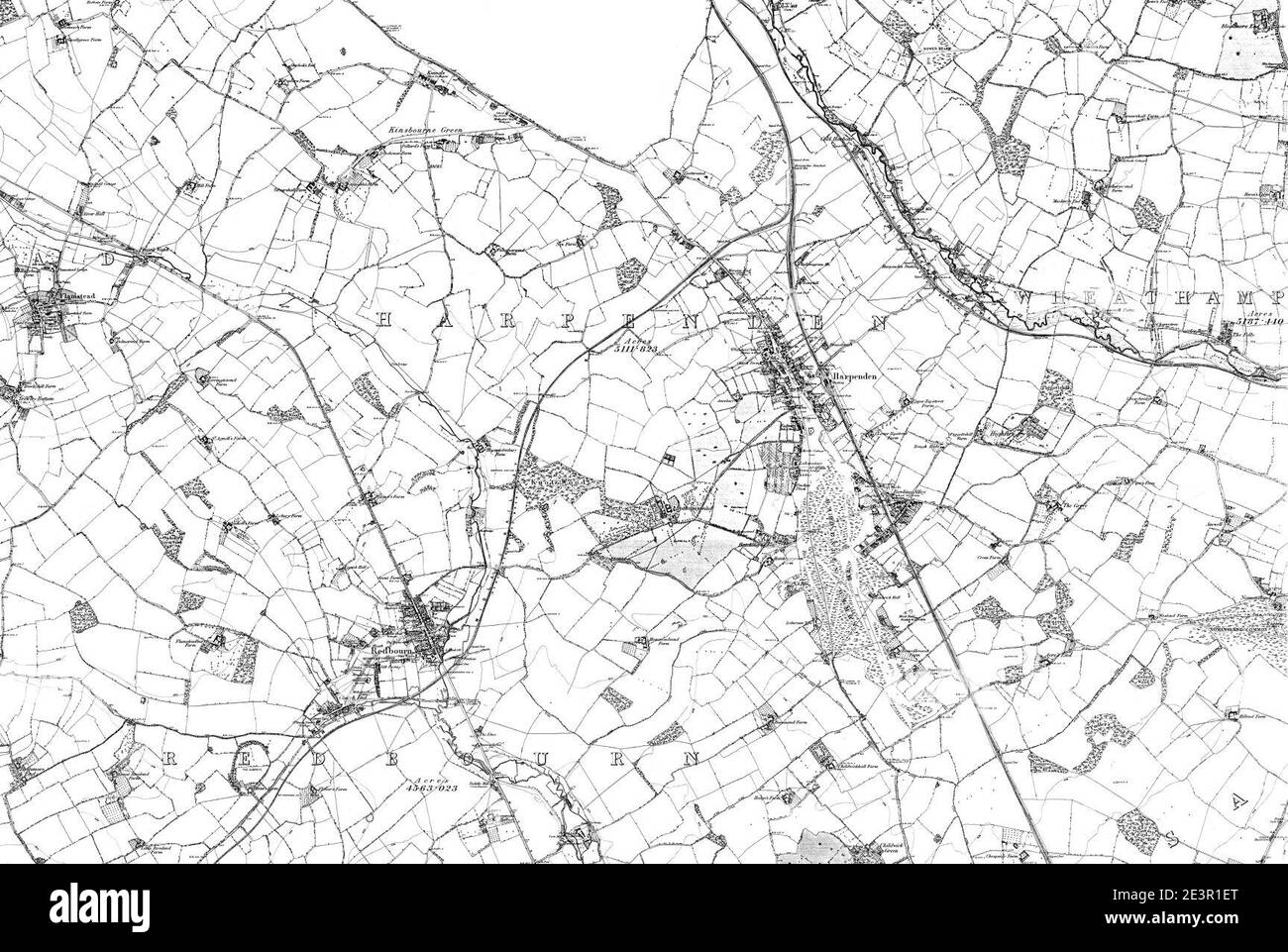 Map of Hertfordshire Sheet 027, Ordnance Survey, 1873-1885 Stock Photo ...