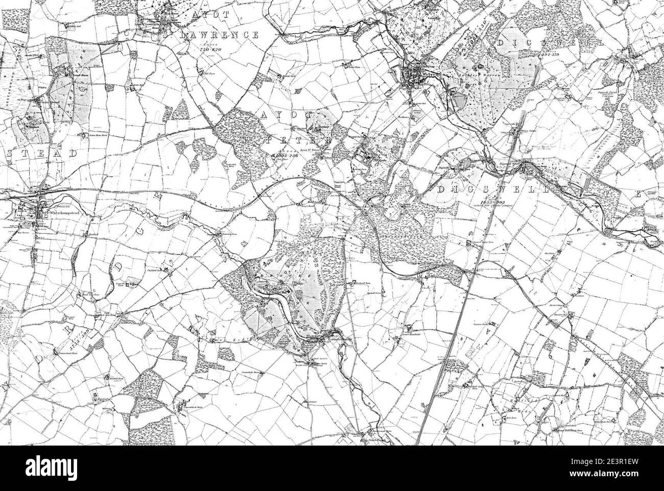 Map of Hertfordshire Sheet 028, Ordnance Survey, 1873-1885 Stock Photo ...
