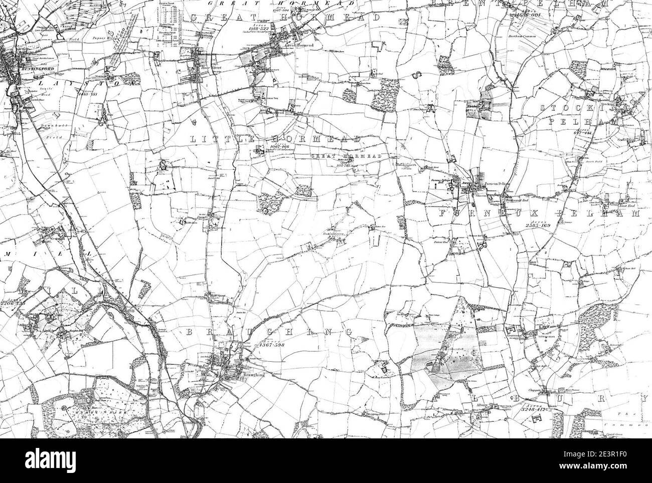 Map of Hertfordshire Sheet 014, Ordnance Survey, 1873-1885 Stock Photo ...