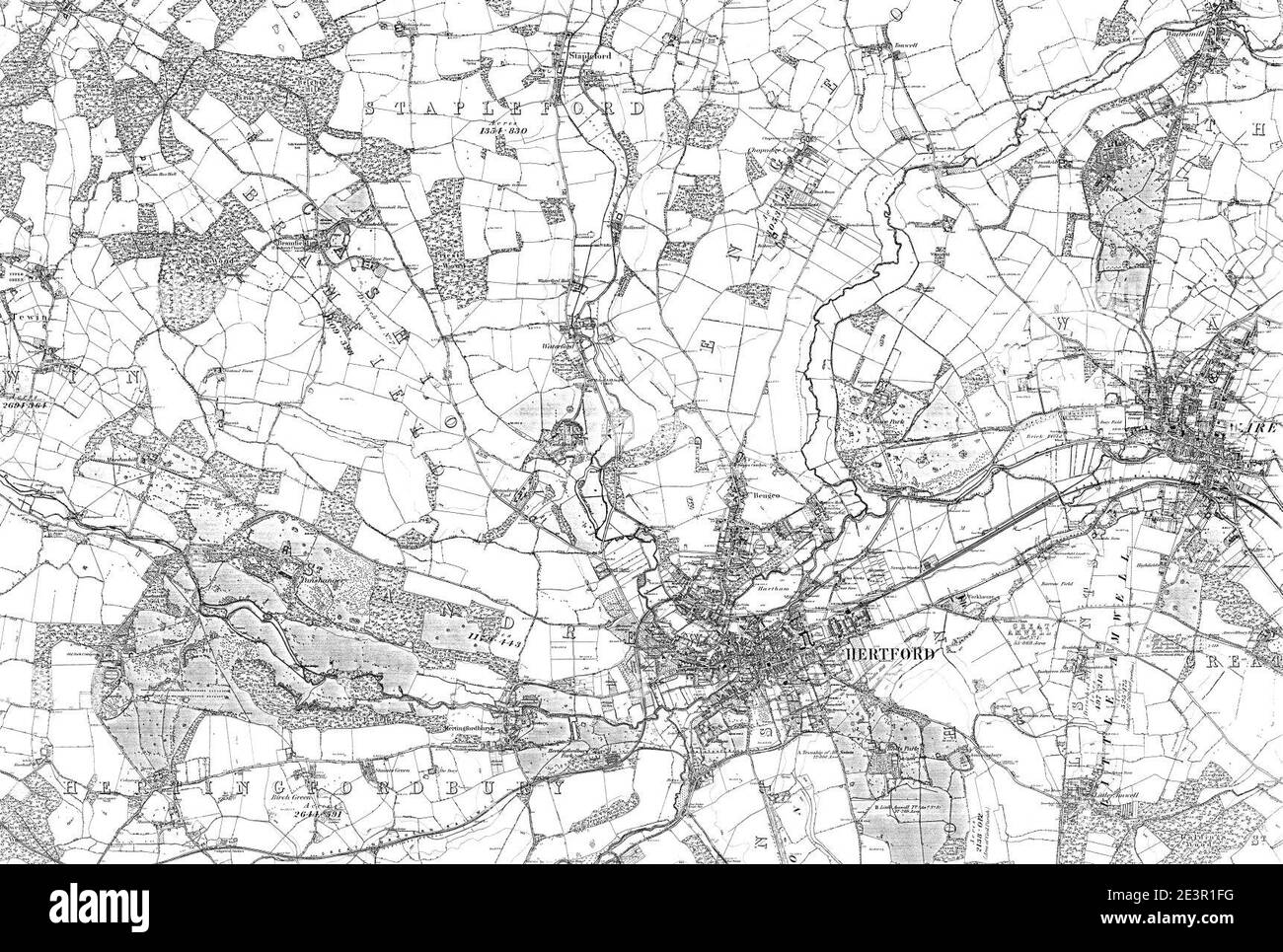 Map of Hertfordshire Sheet 029, Ordnance Survey, 1873-1885 Stock Photo ...