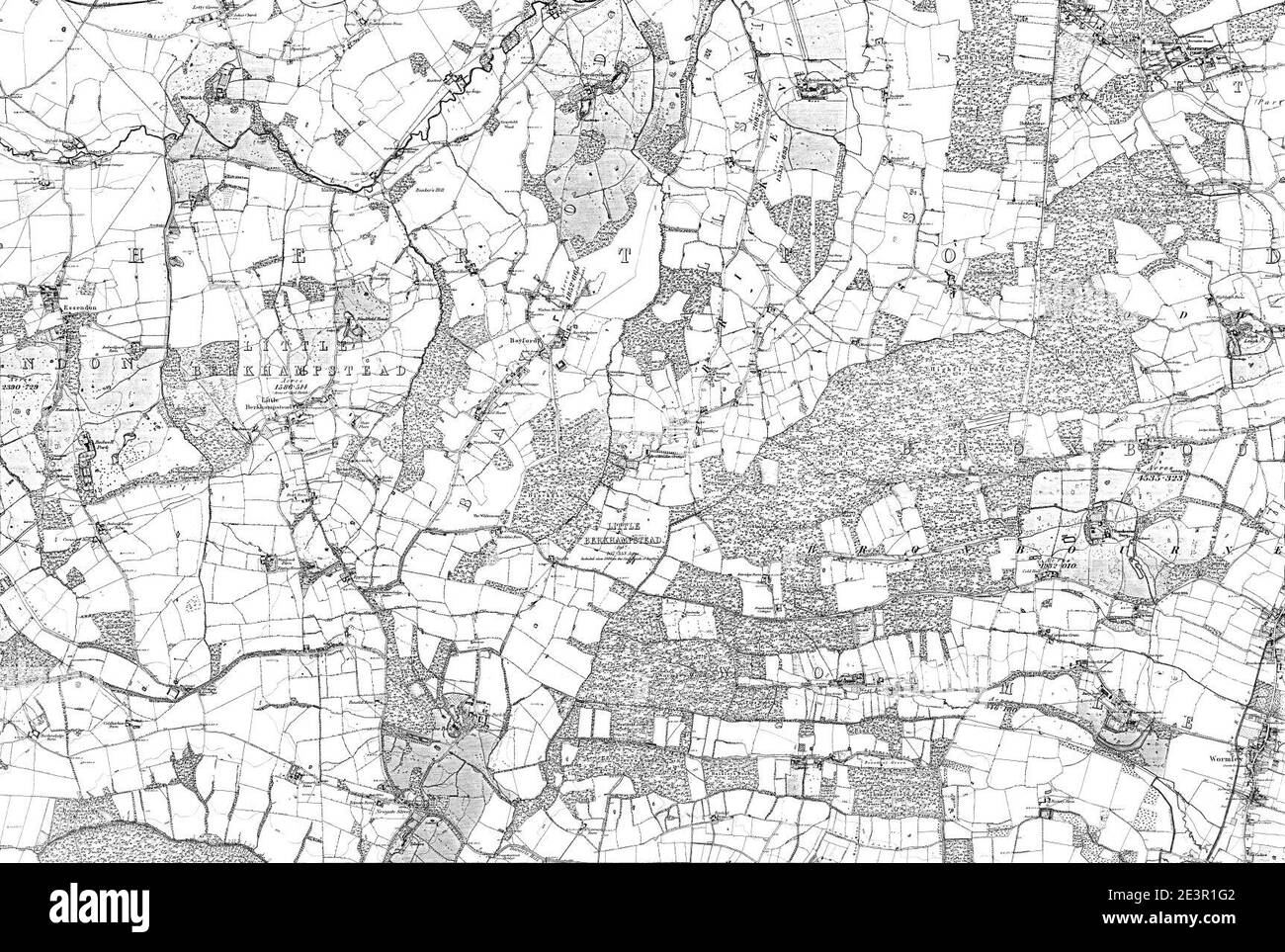 Map of Hertfordshire Sheet 036, Ordnance Survey, 1873-1885 Stock Photo ...