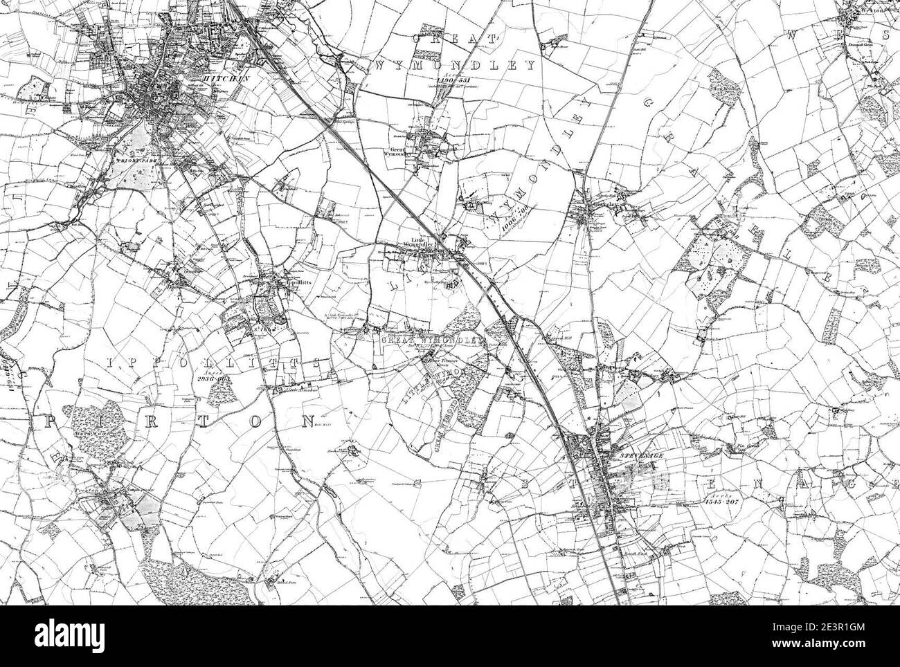Map of Hertfordshire Sheet 012, Ordnance Survey, 1873-1885 Stock Photo ...
