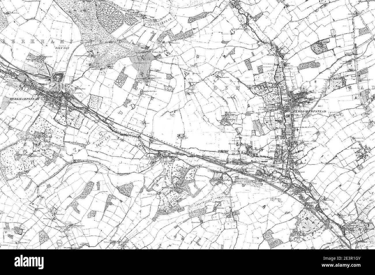 Map of Hertfordshire Sheet 033, Ordnance Survey, 1873-1885 Stock Photo ...