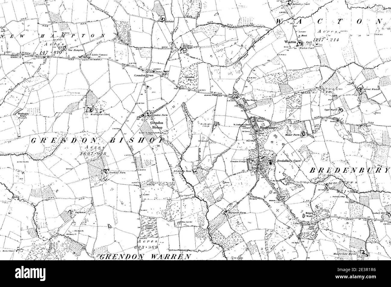 Map of Herefordshire OS Map name 020-NE, Ordnance Survey, 1884-1892 ...
